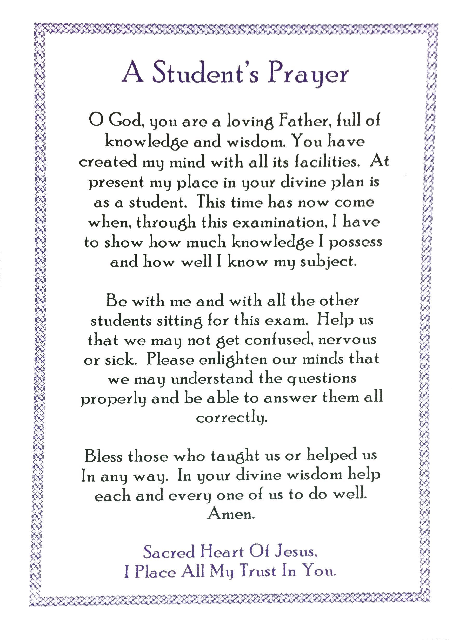 Students Prayer Listowel Parish
